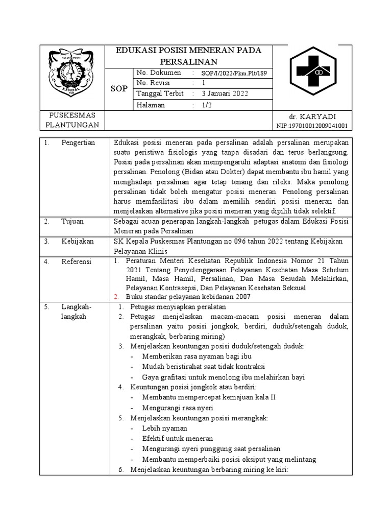 Edukasi Posisi Meneran Pada Persalinan | PDF