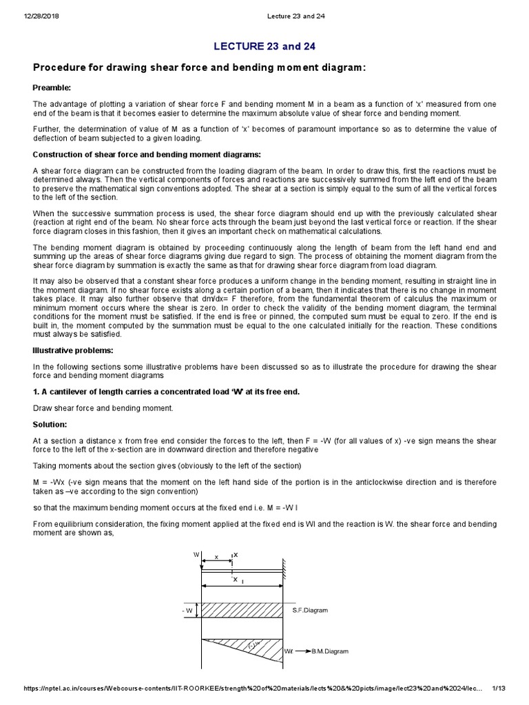 Shear Force and Bending Moment Diagrams | PDF | Science & Mathematics
