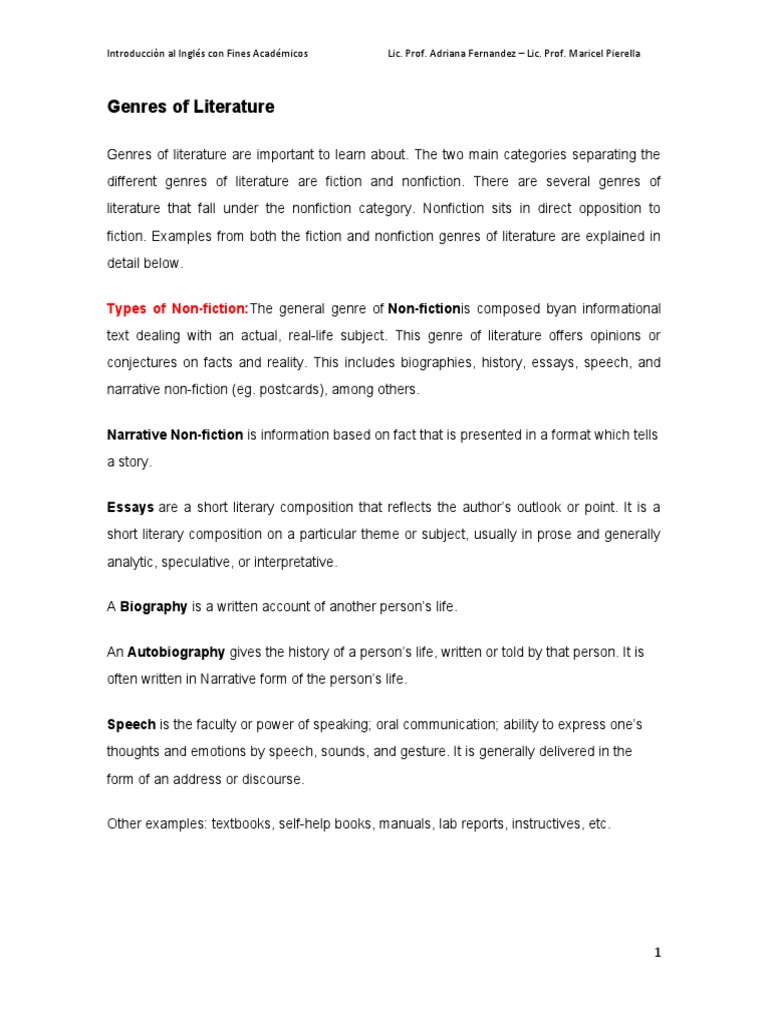 Genres of Literature | PDF | Genre | Narrative