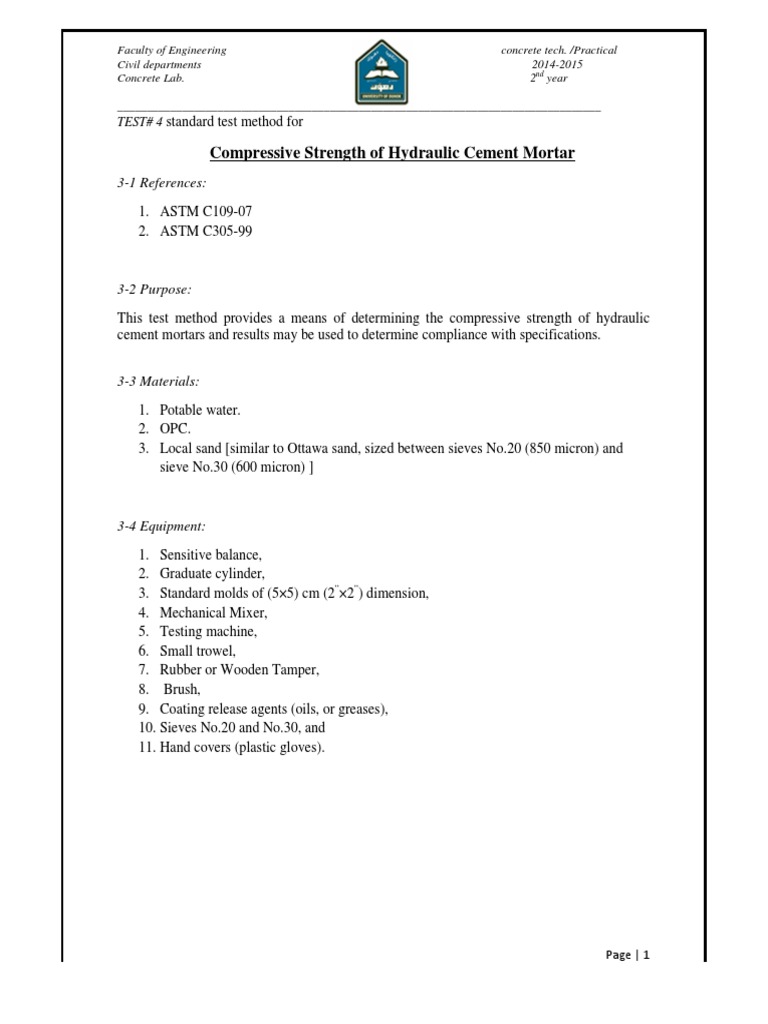 3-Compressive Strength of Cement Mortar | PDF | Concrete | Cement