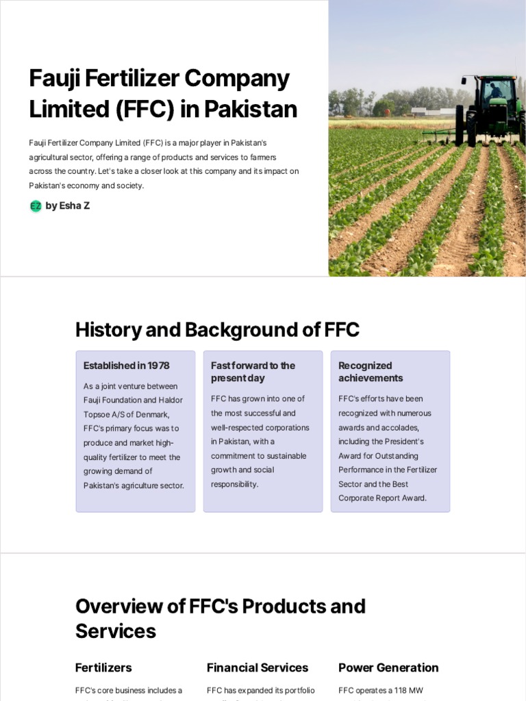 Fauji Fertilizer Company Limited FFC in Pakistan | PDF | Fertilizer ...