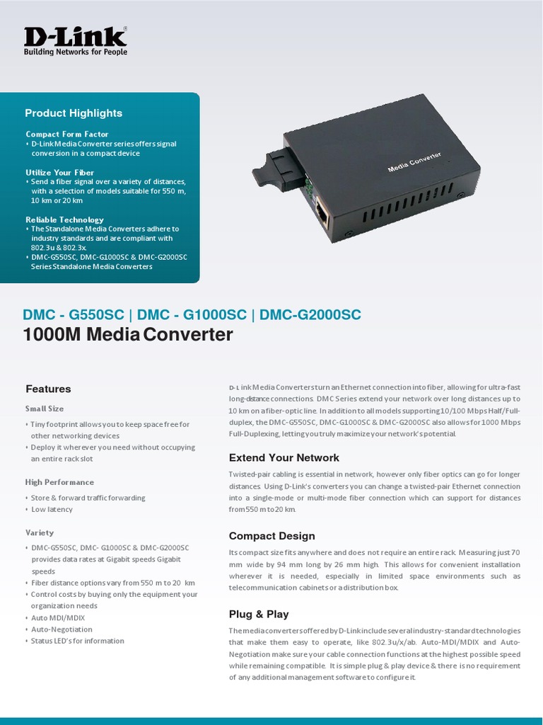 D Link DMC g1000sc Fiber Media Converter | Download Free PDF | Optical ...