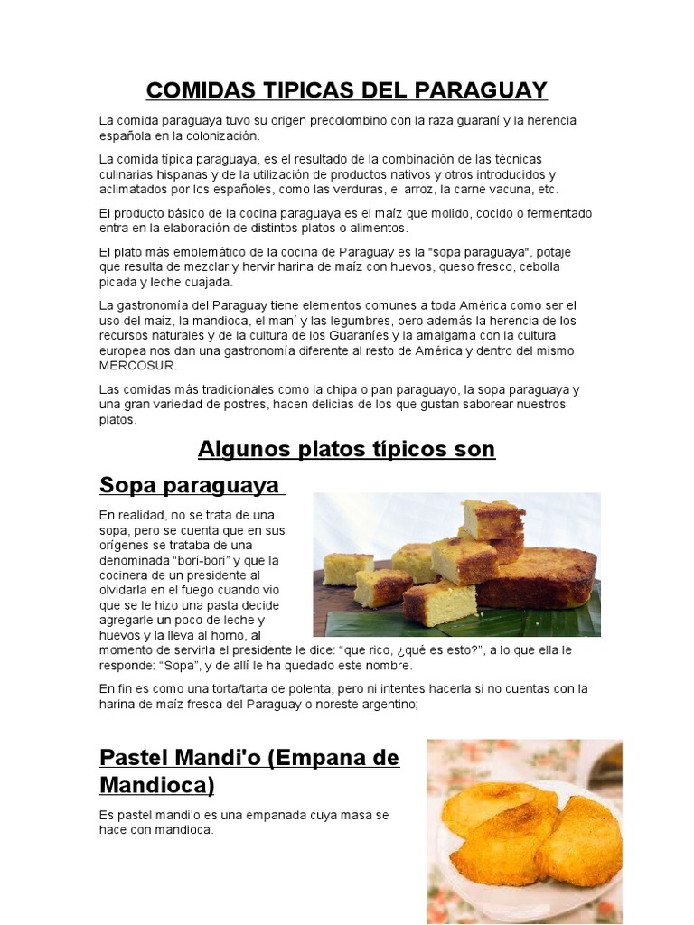 Comidas Tipicas Del Paraguay | PDF | Cocinando | Cocina latinoamericana