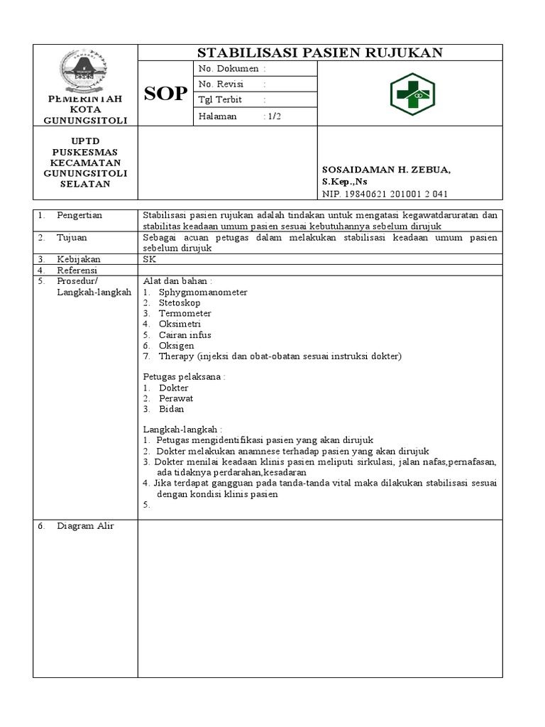 Sop Stabilisasi Pasien Rujukan | PDF | Pengembangan Diri