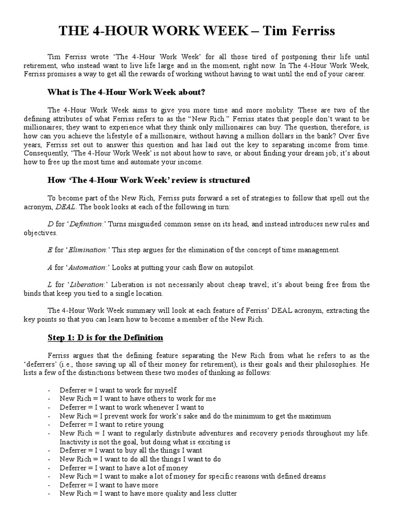 Optimize Your Life: 4-Hour Workweek Guide | PDF | Advertising