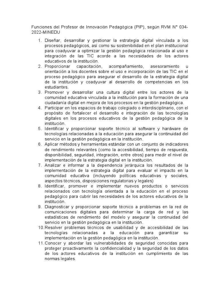 Funciones Del Profesor de Innovación Pedagógica | PDF | Pedagogía | Maestros
