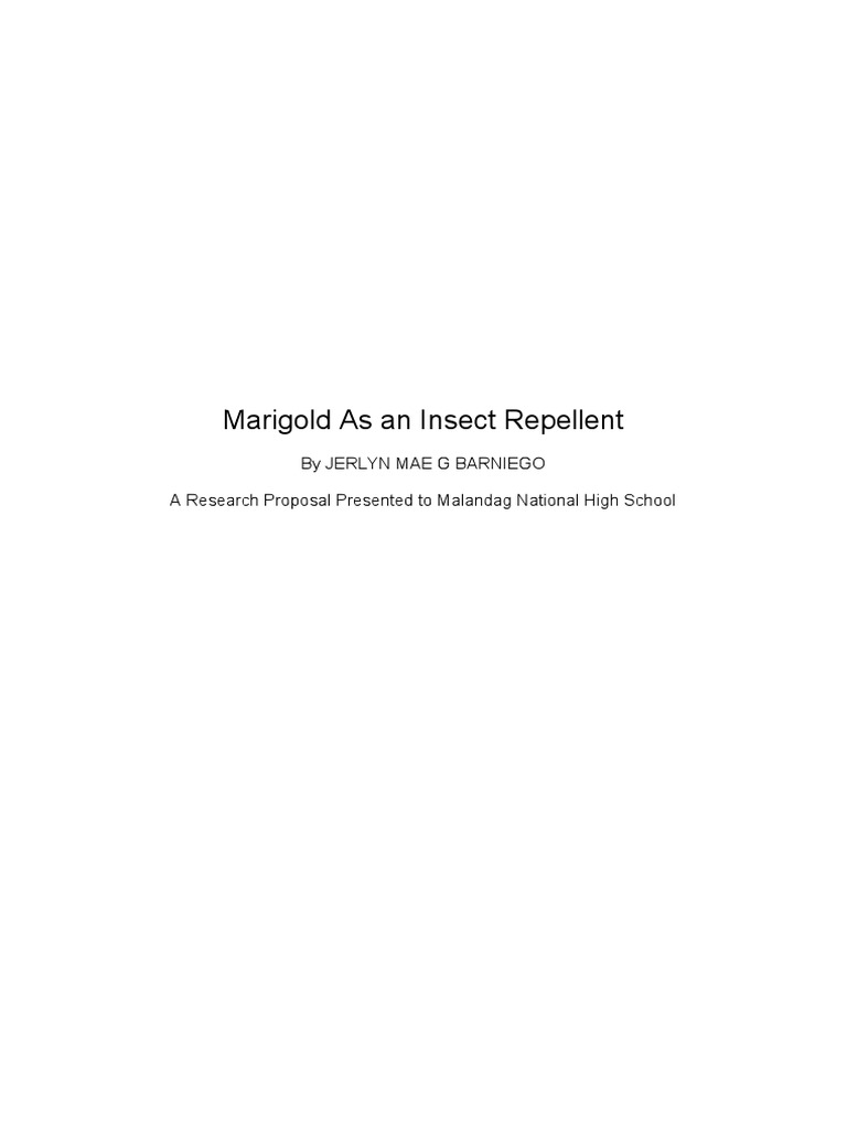 Marigold As An Insect Repellent (AutoRecovered) | PDF | Distillation ...