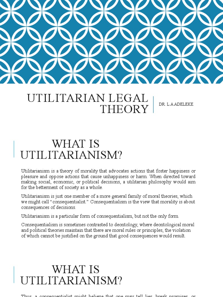 Utilitarian Legal Theory | PDF