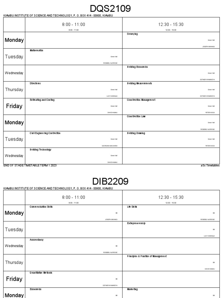 End of Stage Term 1 2023 Exams Timetable-1 | PDF | Economies