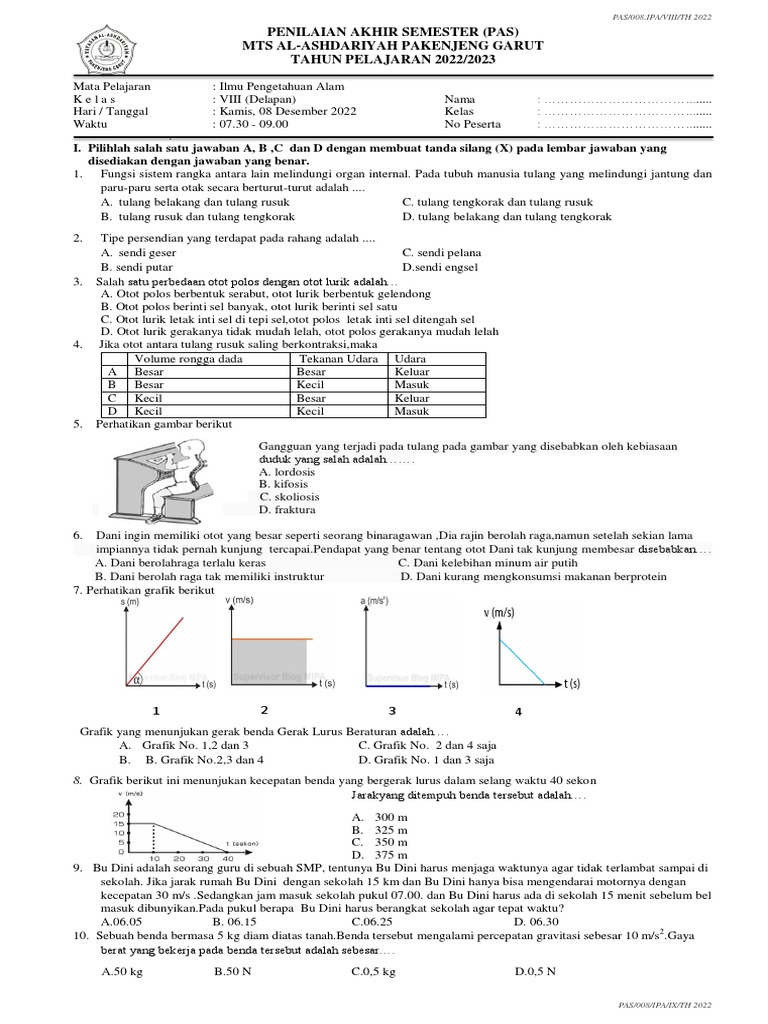 SOAL PAS IPA KELAS 8 2022 .pdf | PDF