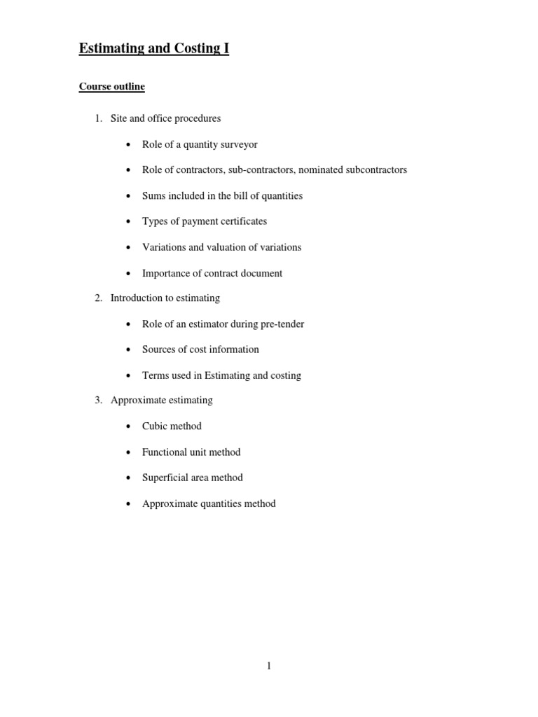 Estimating and Costing in Civil Engineering | PDF | Specification ...