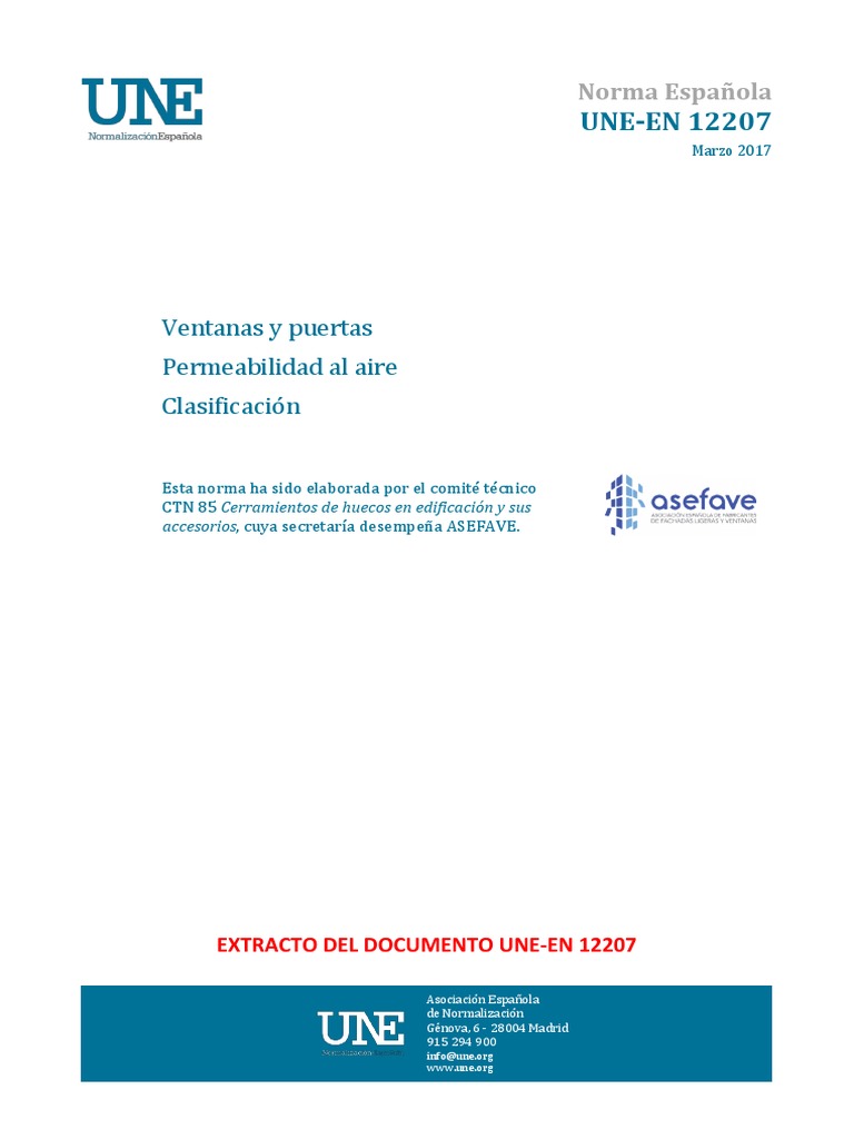 Norma UNE-EN 12207: Permeabilidad al aire | PDF