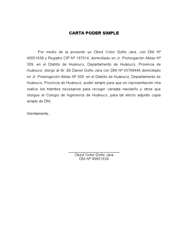 Carta Poder Simple | PDF