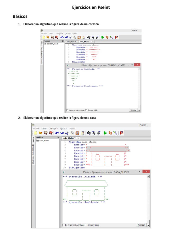 Ejercicios en Pseint Básicos Grado 10 PDF | PDF