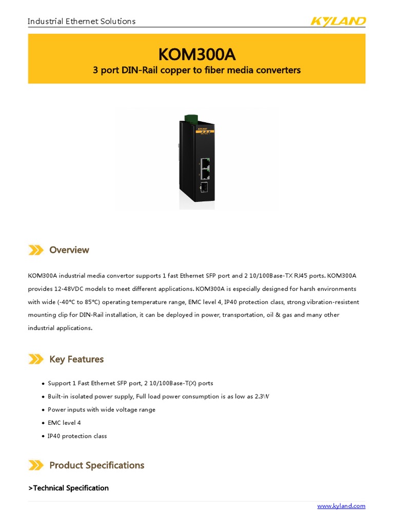 Kyland KOM300A Datasheet EN | PDF | Ethernet | Computing