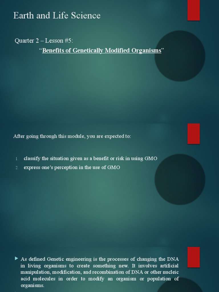 Earth and Life Science Q2-M5 | Download Free PDF | Genetically Modified Organism | Genetic ...