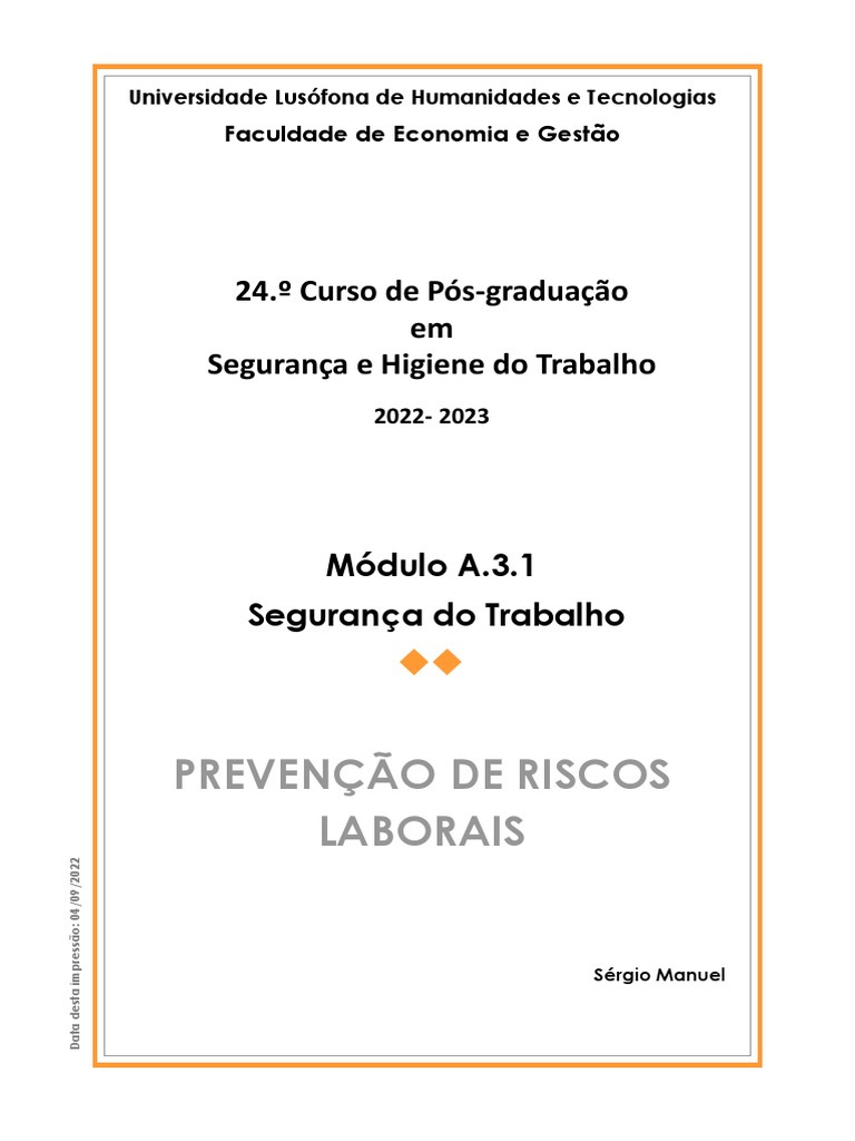 Prevenção de riscos laborais: planeamento para a gestão de riscos | PDF ...