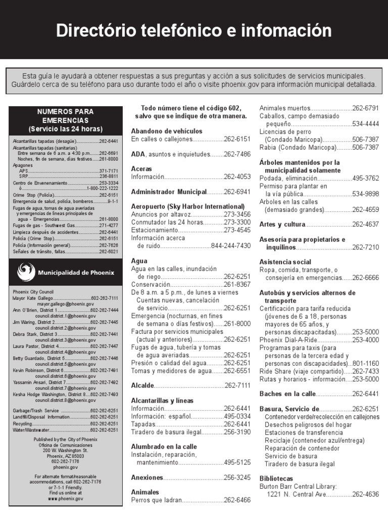 PHX_Directorio_Telefonico_Español | PDF | Policía
