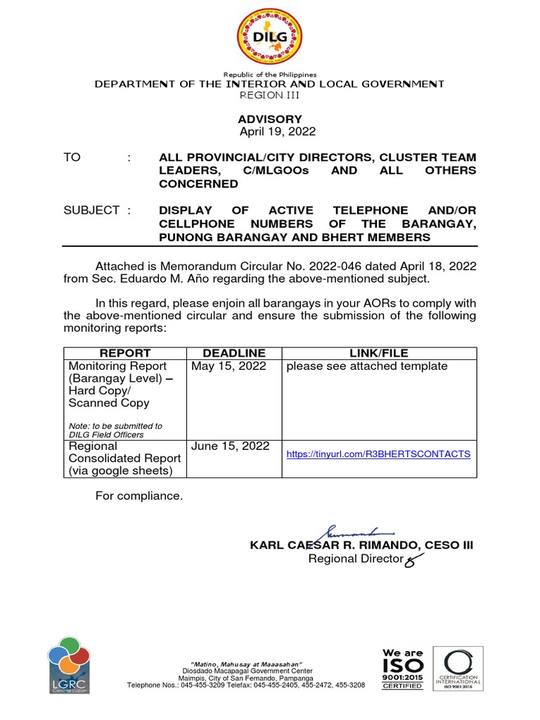 Advisory BHERTS | PDF