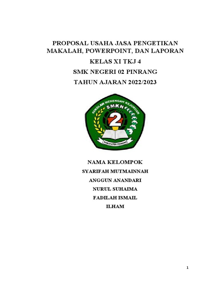 Proposal Usaha Jasa Pengetikan Makalah | PDF