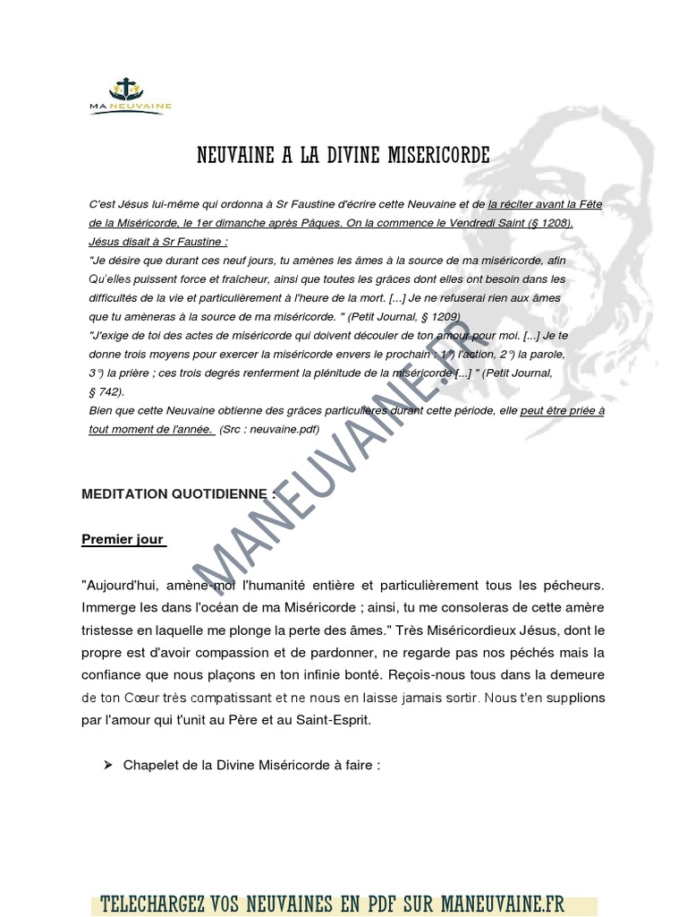 Neuvaine à la Divine Miséricorde | PDF | Jésus | Rosaire