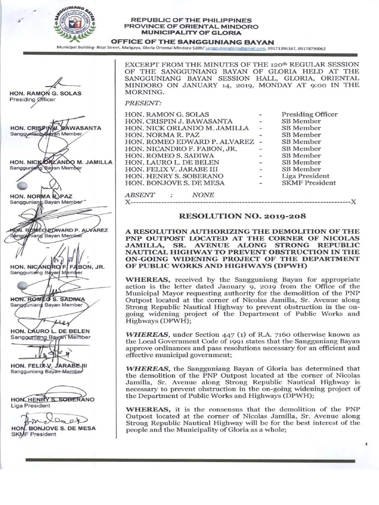 Demolition of PNP Outpost Resolution | PDF | Government Institutions ...