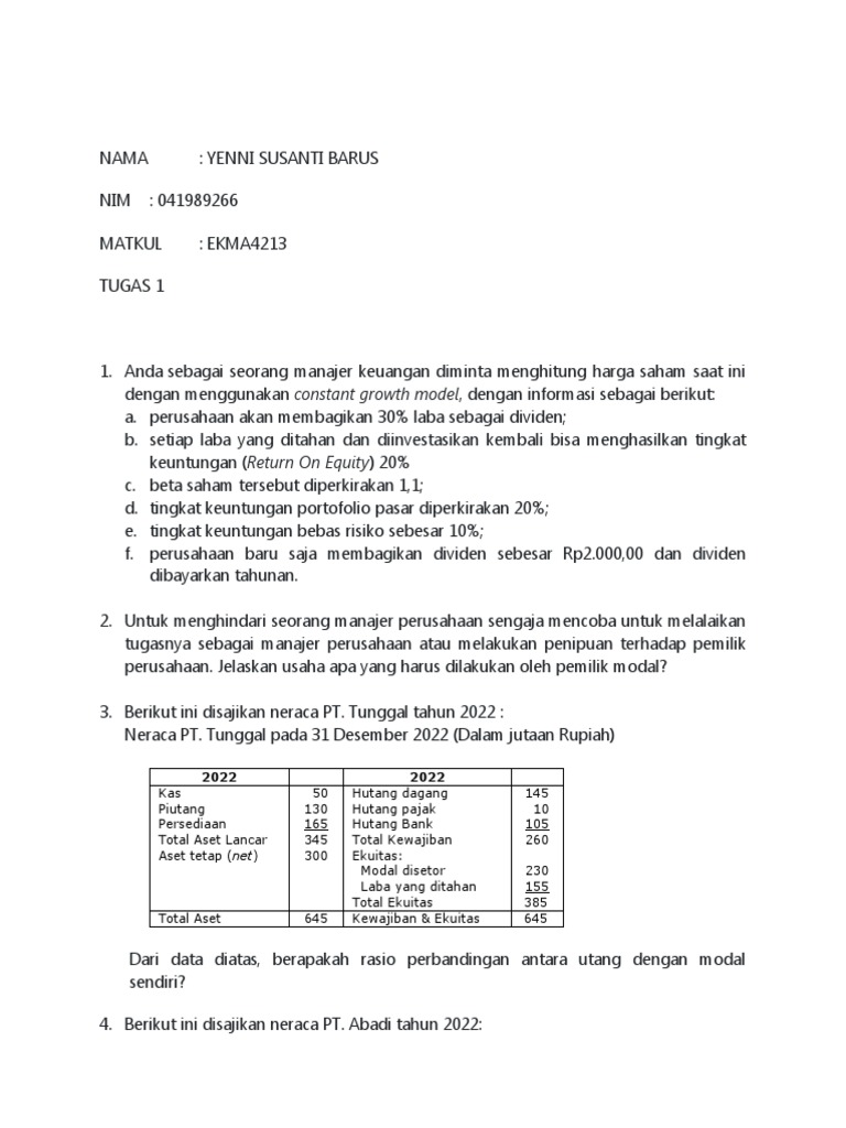 Tugas 1 Ekma4213 | PDF | Bisnis