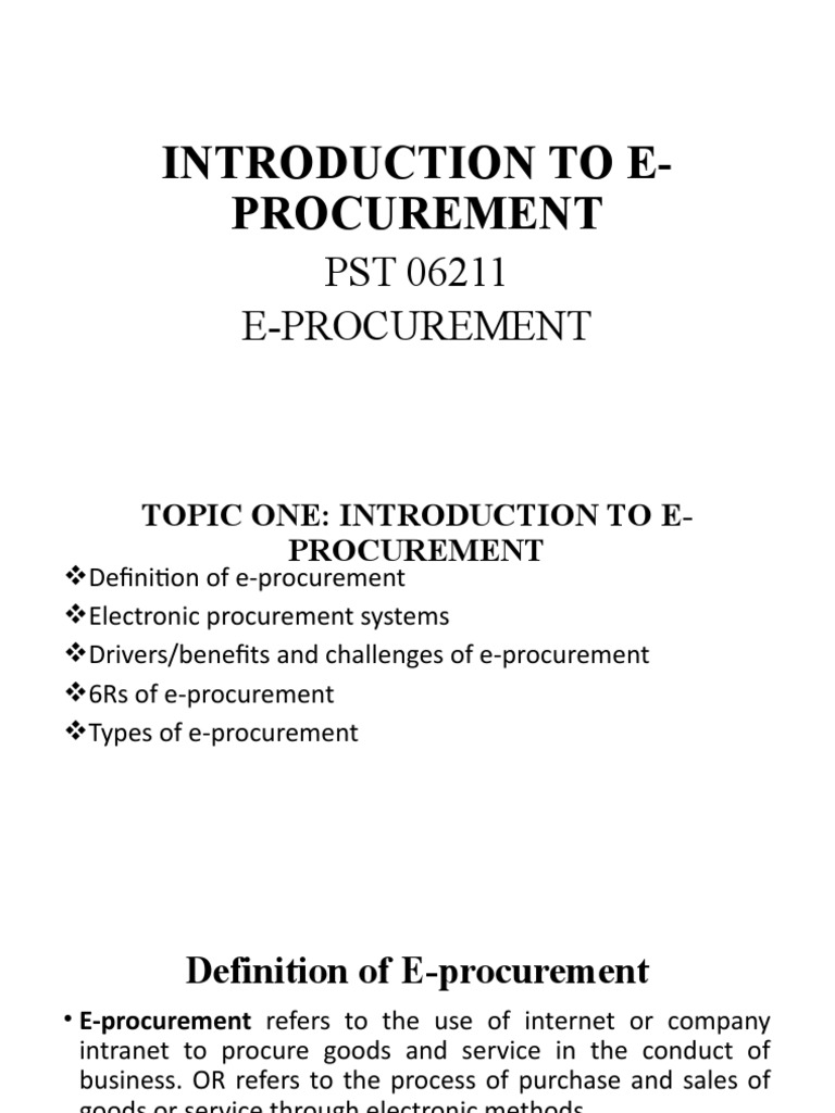 E-Procurement: Benefits, Tools, and Challenges | PDF | Auction | Barcode