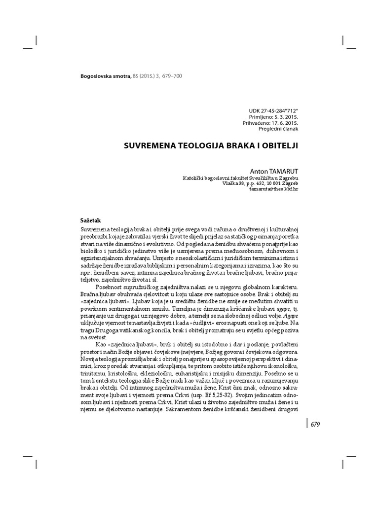 Suvremena Teologija Braka I Obitelji | PDF