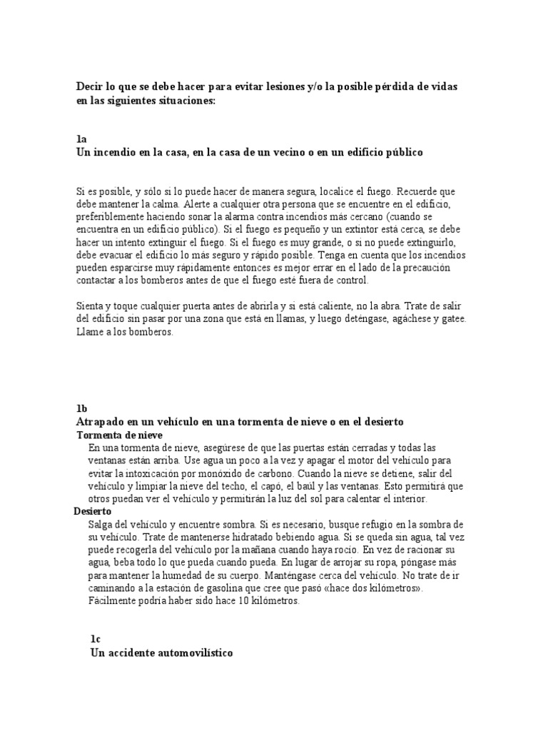Decir Lo Que Se Debe Hacer para Evitar Lesiones y | PDF | Incendios ... Decir Lo Que Se Debe Hacer para Evitar Lesiones y | PDF | Incendios ...