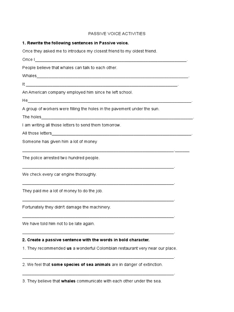 Passive Rewriting Exercises 2.odt | PDF