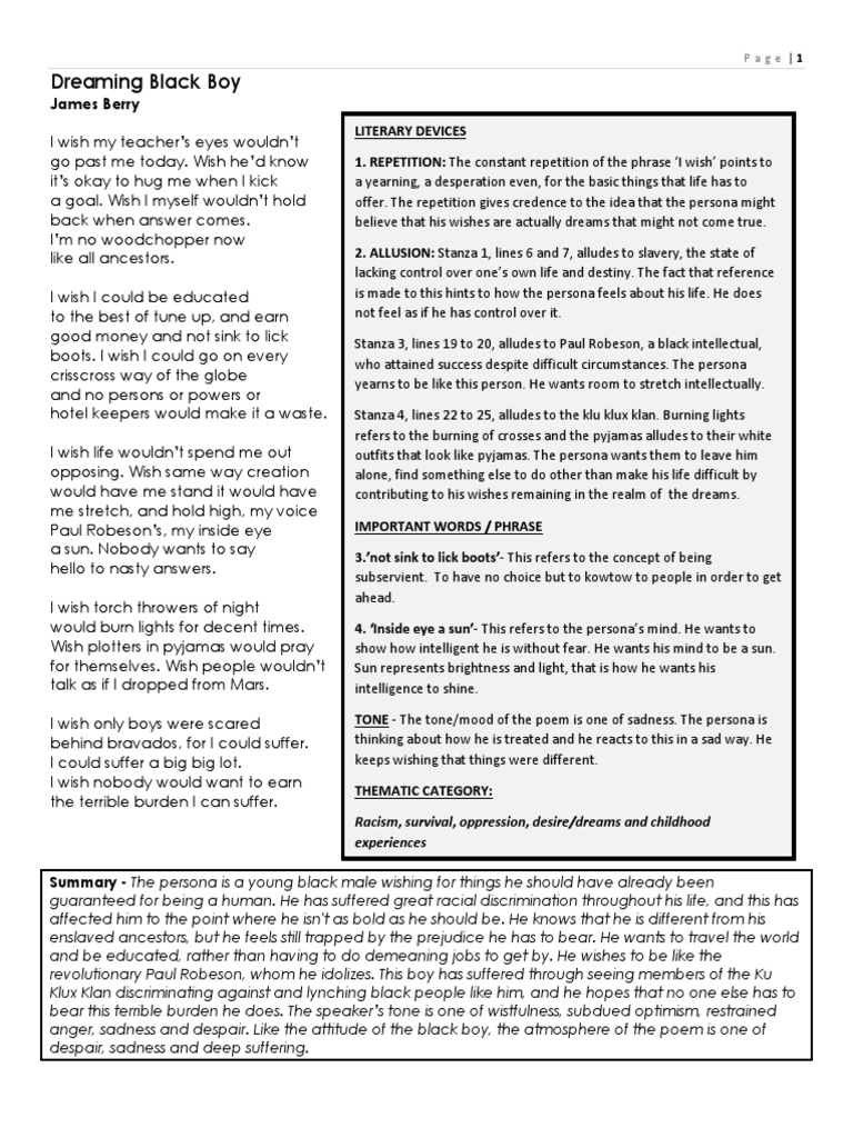 CSEC Poems and Notes (16).pdf | PDF | Love | Poetry