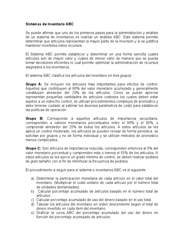 Clasificación ABC de inventarios: Análisis de un caso práctico | PDF ...