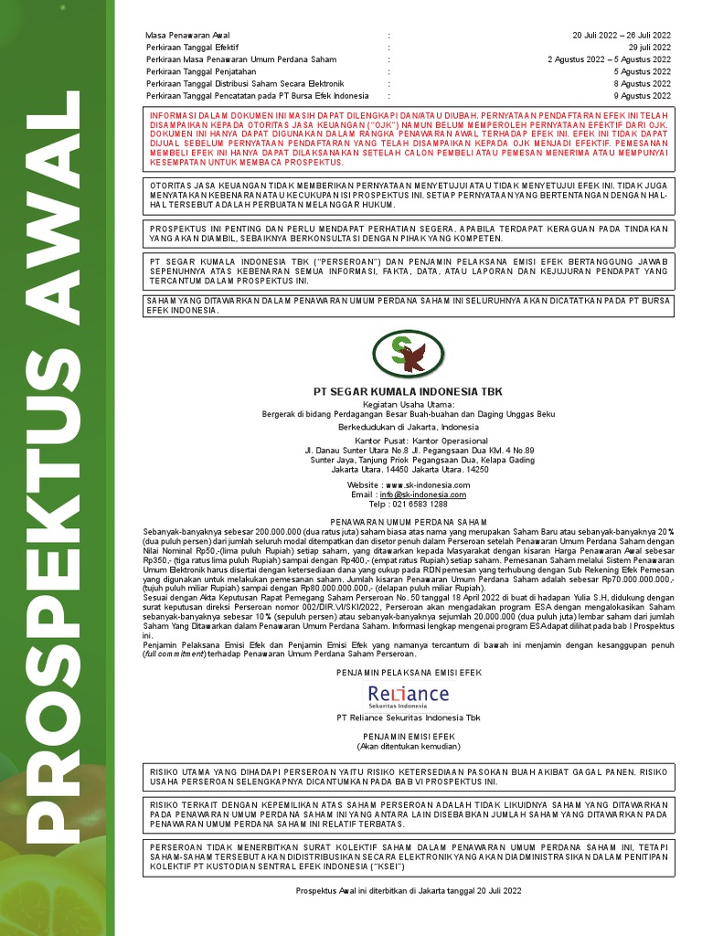IPO PT Segar Kumala Indonesia 2022 | PDF