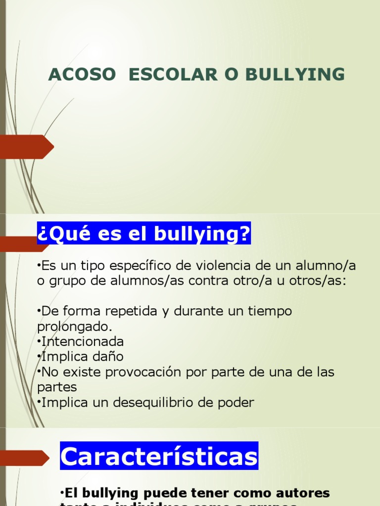 Bullying Presentacion Power Point | PDF | Abuso infantil | Agresión