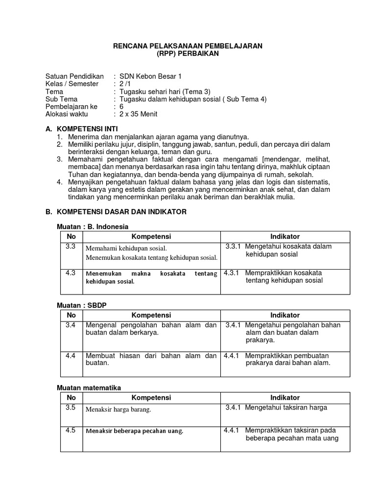 RPP Perbaikan Siklus 1 | PDF