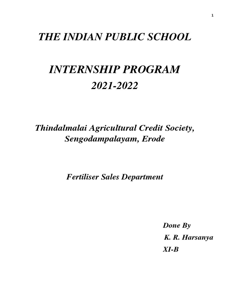 Internship Sample PDF | PDF | Cooperative | Banks