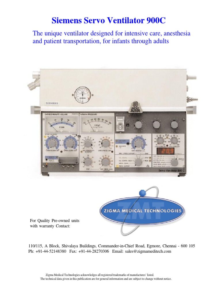 Siemens 900c Ventilator | PDF | Breathing | Medical Specialties