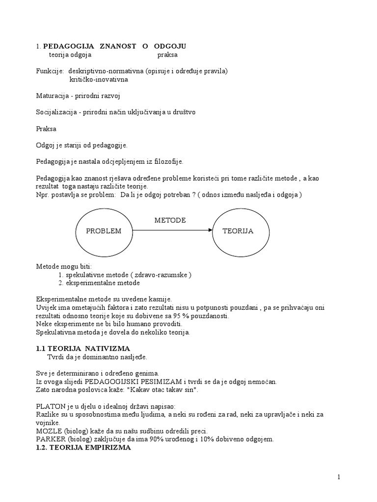 Pedagogija Predavanja | PDF