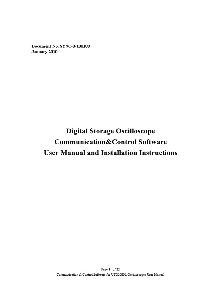 Communication & Control Software For UTD2000L Series Oscillo PDF | PDF | Software | Usb