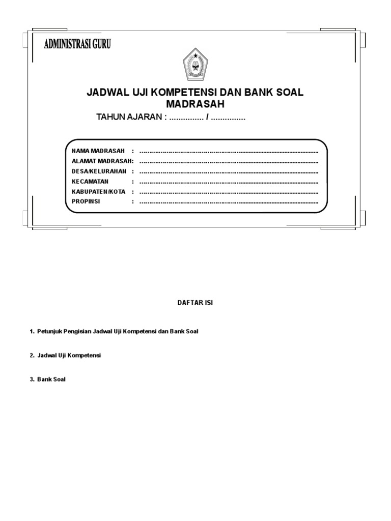 Blanko Jadwal Uji Kompetensi Dan Bank Soal6 | PDF
