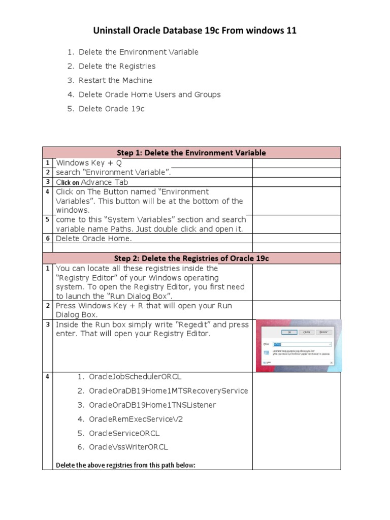 Uninstall Oracle Database 19c From Windows 11 | Download Free PDF ...