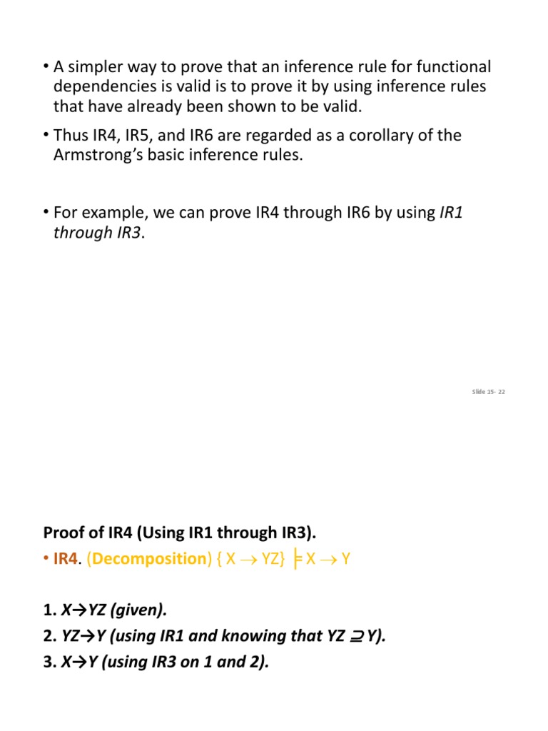 A Simpler Way to Prove the Validity of Functional Dependency Inference Rules | PDF | Computer ...