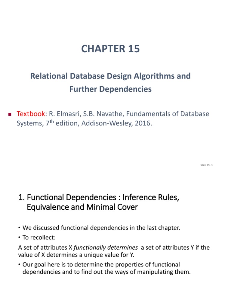 Relational Database Design Algorithms and Further Dependencies | PDF | Mathematics ...