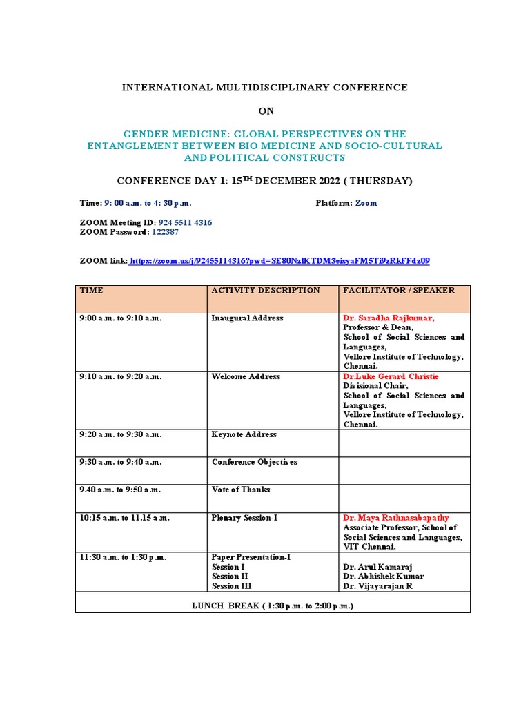 Conference Schedule | PDF