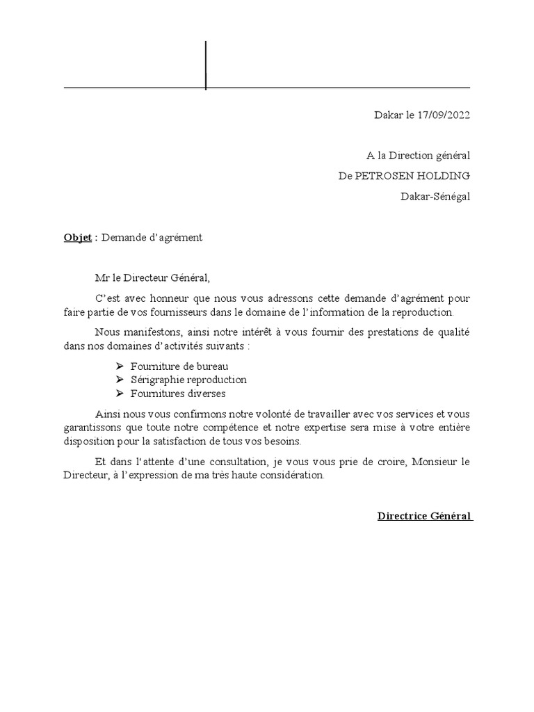 Demande d'agrément pour fournisseur | PDF