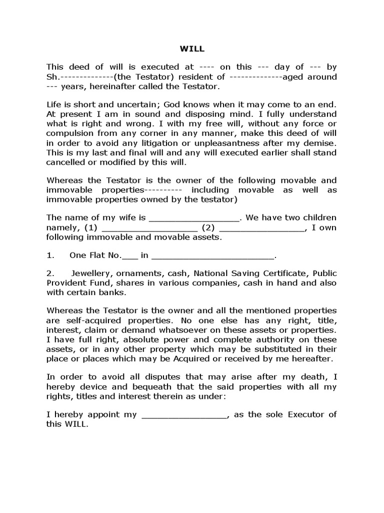 WILL Draft | PDF | Property | Civil Law (Legal System)