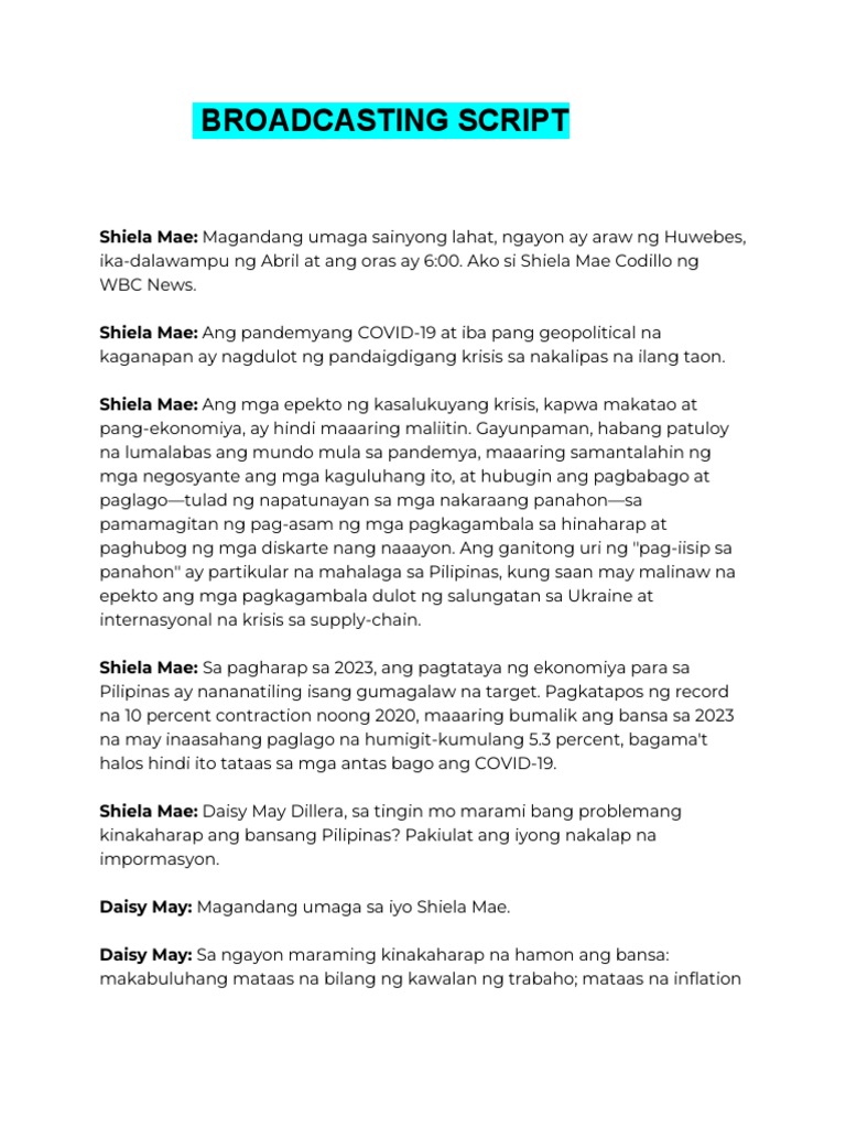 BROADCASTING SCRIPT | PDF