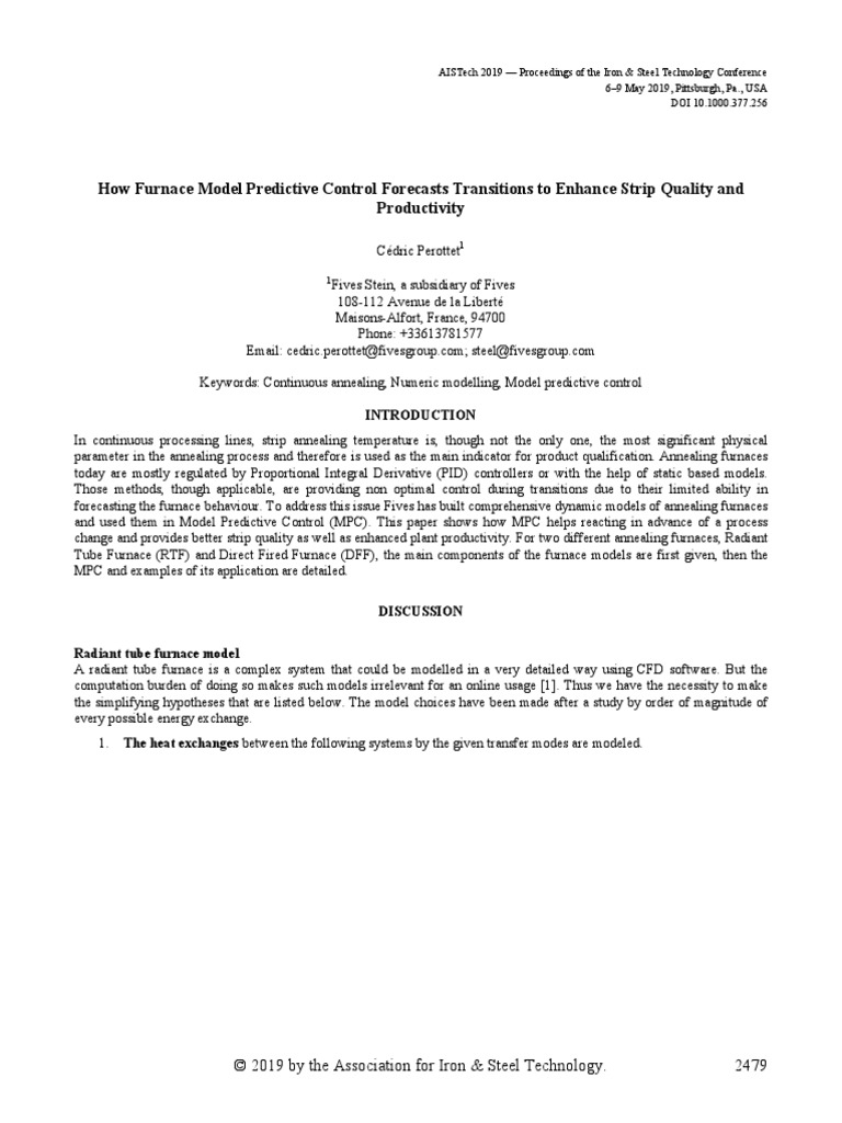 How Furnace Model Predictive Control Forecasts Transitions To Enhance ...