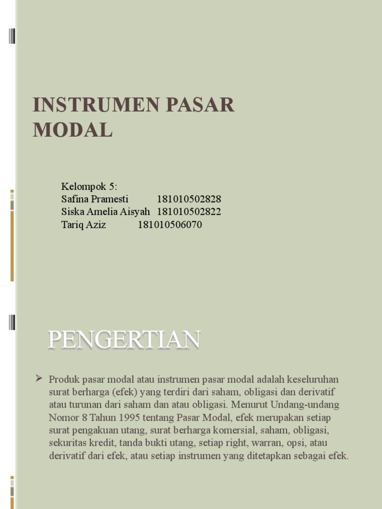 PowerPoint Mata Kuliah Instrumen Pasar Modal | PDF
